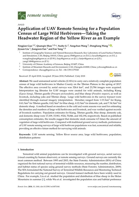Pdf Application Of Uav Remote Sensing For A Population Census Of
