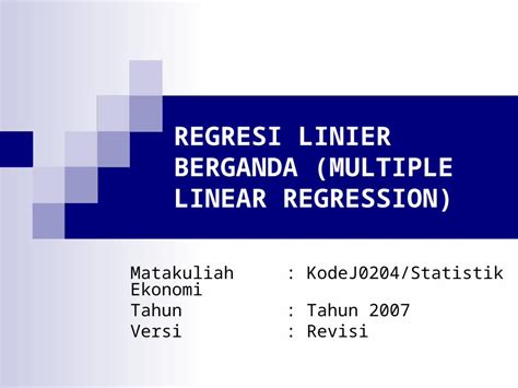 Ppt Regresi Linier Berganda Multiple Linear Regression Dokumentips