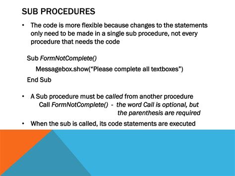 ppt sub procedures and functions powerpoint presentation free download id 2512667