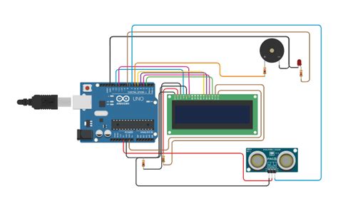 Circuit Design Ultrasonic Sensor Tinkercad
