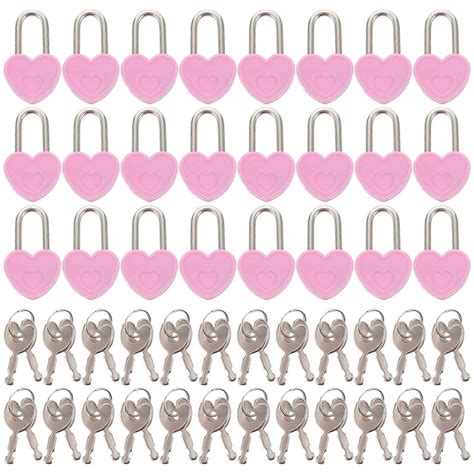 24 Pcs Travel Jewelry Cases Luggage Padlock Heart Mini Lock Suitcase Padlocks Mini Lock Key Love