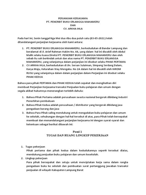 Format Spk Dengan Cv Rekanan Pdf