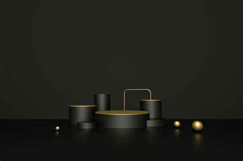 빈 제품 스탠드 및 프레임의 3d 렌더링 검정 최소 추상적 배경 0명에 대한 스톡 사진 및 기타 이미지 0명 3차원 형태 건설 플랫폼 Istock