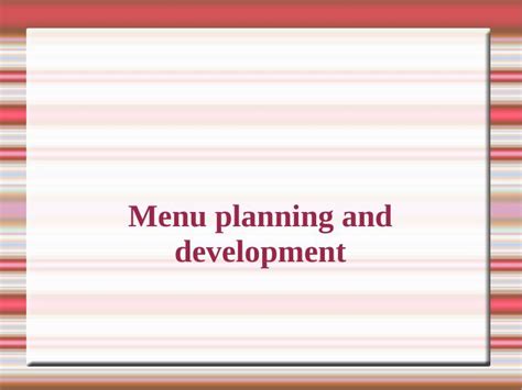 Menu Development Planning And Design
