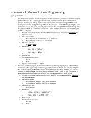 MANG 3402 Module B Linear Programming Docx Pdf Homework 2 Module B