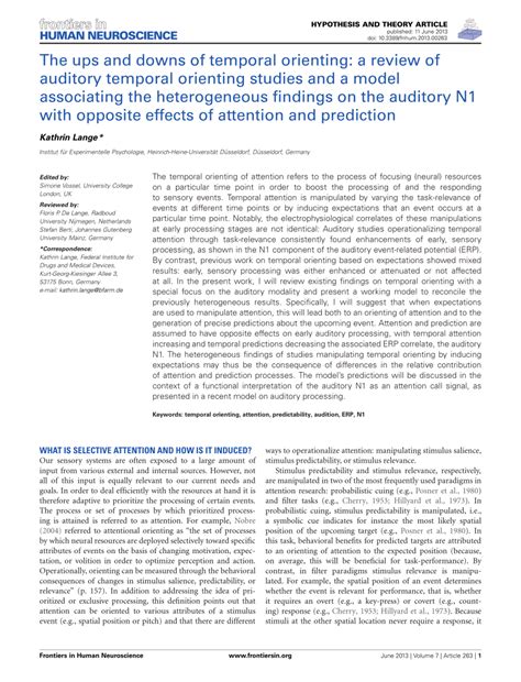 Pdf The Ups And Downs Of Temporal Orienting A Review Of Auditory