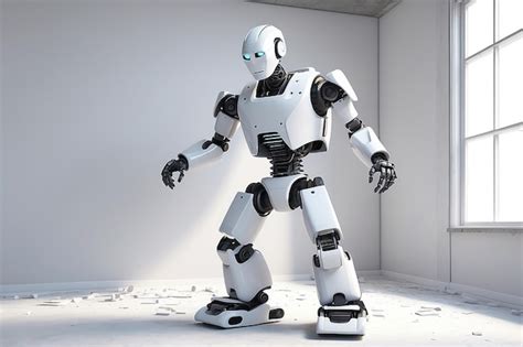 premium photo 3d render of robot robot contractor building a drywall