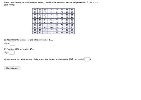 solved given the following table of unsorted values