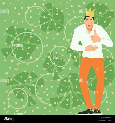 Sporty Man With Crown On Head Laughing Holding Stomach And Showing Ok