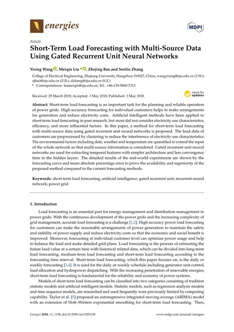 Pdf Short Term Load Forecasting With Multi Source Data Using Gated