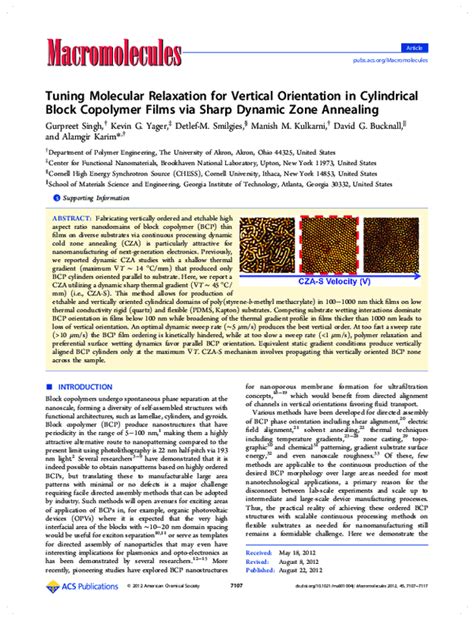 Pdf Shear Alignment Of Standing Block Copolymer Lamellae In Thin Films M Keaton