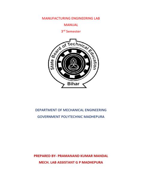 Manufacturing Engg Lab Pdf