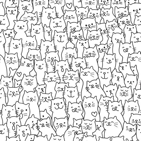 Premium Vector Illustration Cat Outline Seamless Pattern