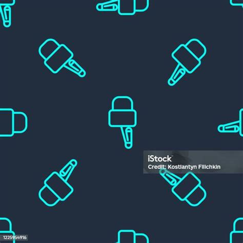 파란색 배경에 잠금 선택 아이콘 격리 원활한 패턴에 대한 녹색 선 Lockpicks 또는 잠금 선택 벡터 일러스트레이션 강도에