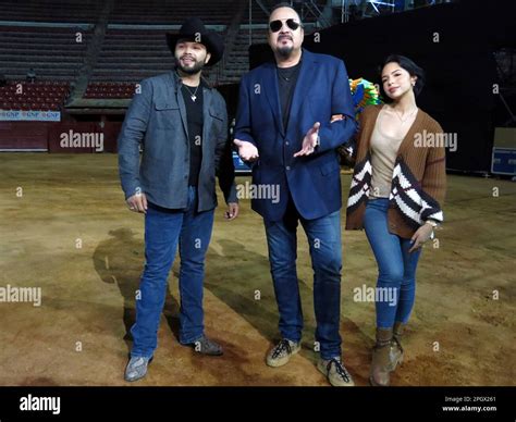 Pepe Aguilar Center His Son Leonardo Left And Daughter Angela Pose