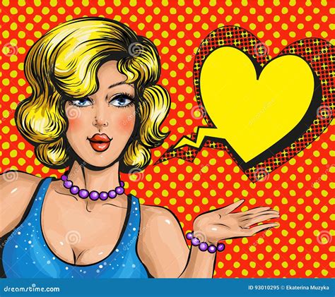 Vector Pop Art Illustration Of Beautiful Woman In Love Stock Vector
