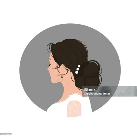 이브닝 헤어 스타일 살롱과 미용 사수 로고 아바타 모델흰색 소녀의 실루엣 플랫 스타일로 벡터 그림 귀여운에 대한 스톡 벡터 아트 및 기타 이미지 Istock