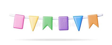 3d Pennant Bunting Flags Isolated On White Stock Vector Illustration