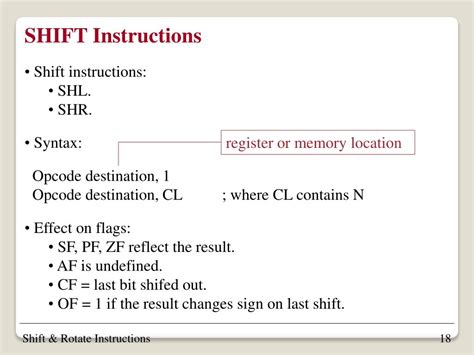 ppt assembly language lecture 8 logic instructions shift and rotate instructions powerpoint