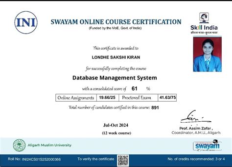 Sakshi Londhe On Linkedin Nptel Dbms Learningjourney Techskills