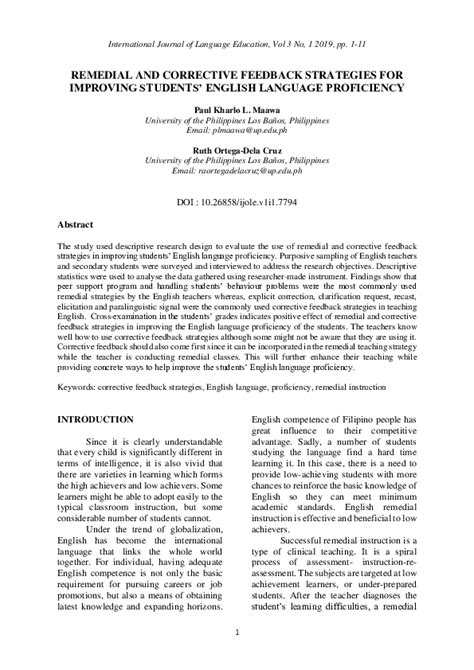 Pdf Remedial And Corrective Feedback Strategies For Improving