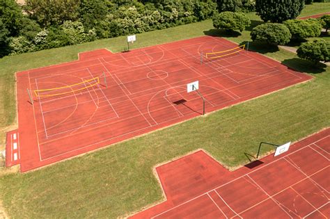 Aerial View Of Red Playing Fields 이미지 1497278910 게티이미지뱅크