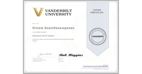 Sriram Ananthanarayanan On Linkedin Completion Certificate For Generative Ai For Leaders 10