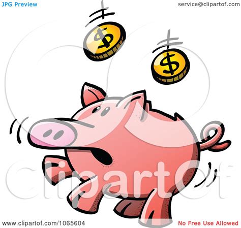 Clipart Piggy Bank Jumping To Catch Coins Royalty Free Vector