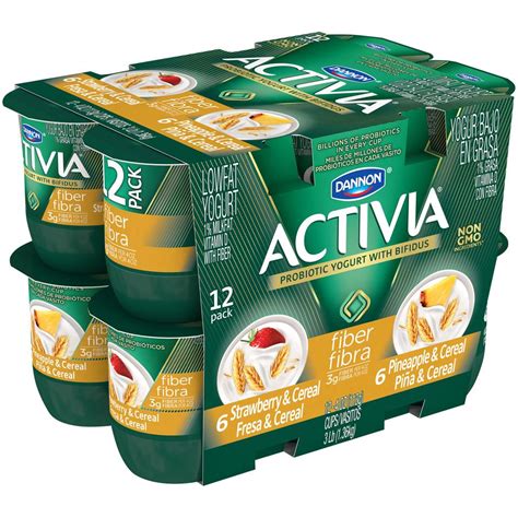Activia Fiber Probiotic Lowfat Yogurt Variety Pack Strawberry