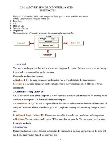 Class Xi Cs Ch 1 Pdf Random Access Memory Read Only Memory