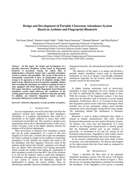Pdf Design And Development Of Portable Classroom Attendance System