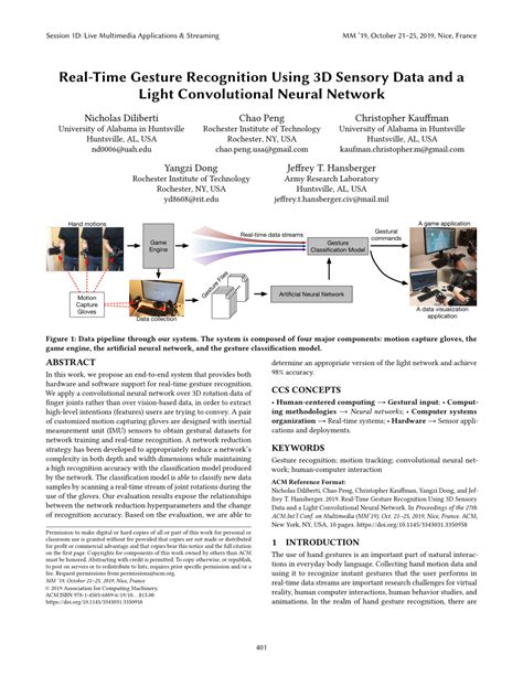 Pdf Real Time Gesture Recognition Using 3d Sensory Data And A Light