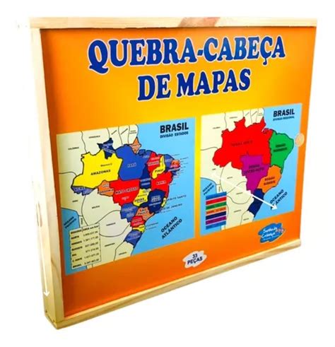 Quebra Cabeça Infantil Do Mapa Do Brasil Didático Em Madeira à Venda Em