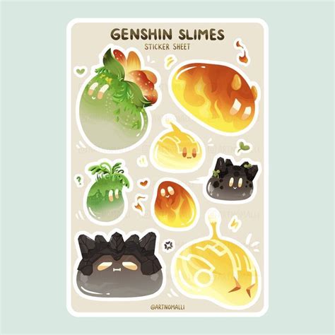 Genshin Impact Slimes Sticker Sheet Dendro Geo Pyro Etsy Sticker
