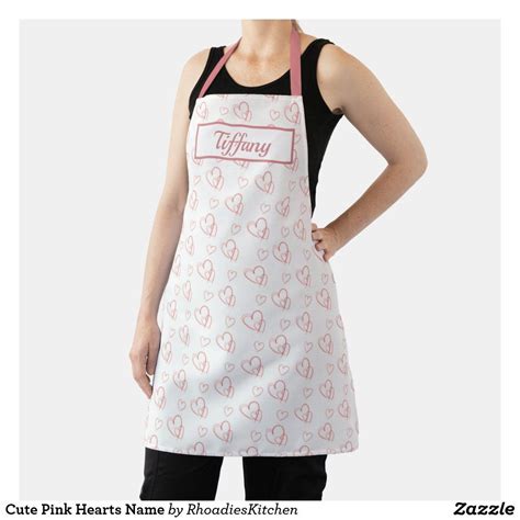 Cute Pink Hearts Name Apron Cute Pink Pink Heart