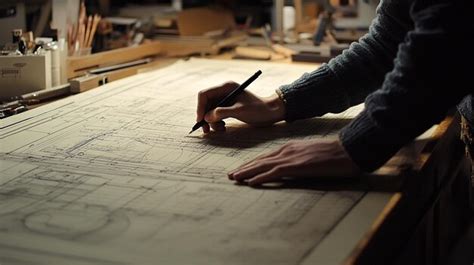 Detailed Sketching Process By An Engineers Hands Highlighting Precision And Craftsmanship In