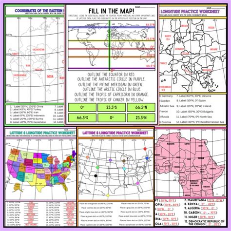 Latitude And Longitude Map Skills Worksheets 7 Worksheets Included
