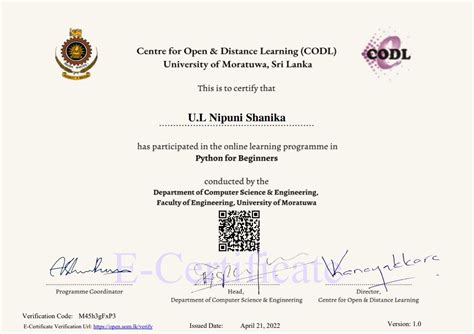 Nipuni Shanika On Linkedin Python Pythonprogramming Uom Certificates Achievement