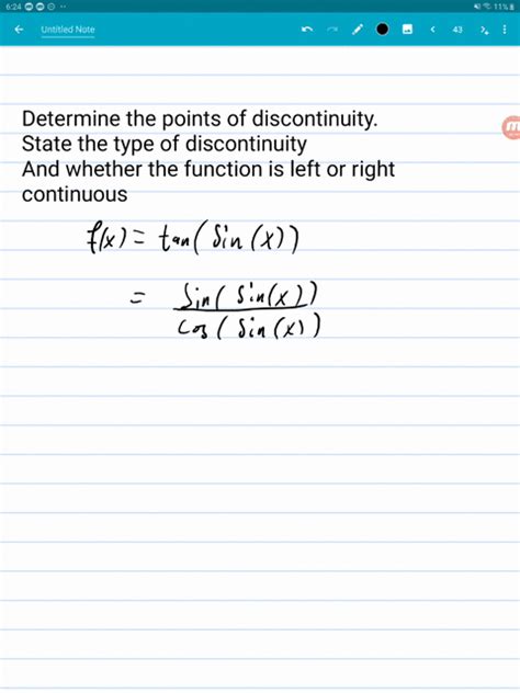 SOLVED Determine The Points Of Discontinuity State The Type Of Discontinuity Removable Jump
