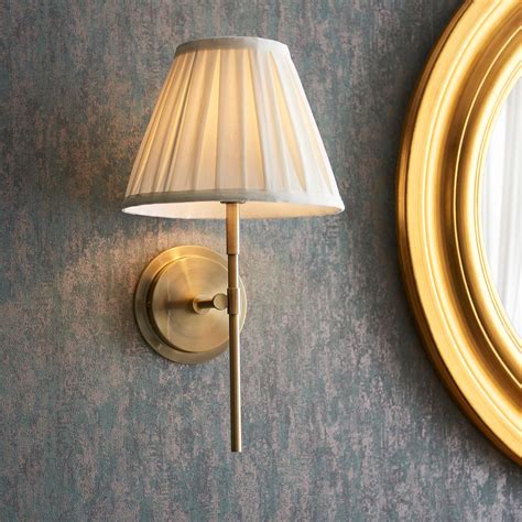 Endon Rennes Antique Brass Wall Light Cream Pleated Shade 103346