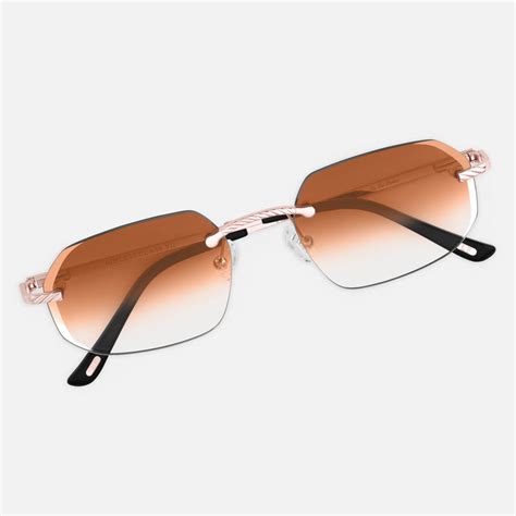 Rose Gold Rimless Class Vii Brown Fade Lux Frames