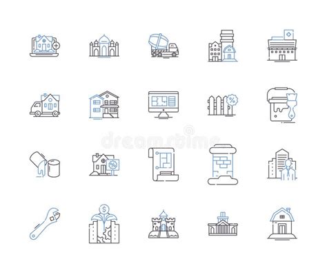Real Estate Technology Outline Icons Collection Realty Technological
