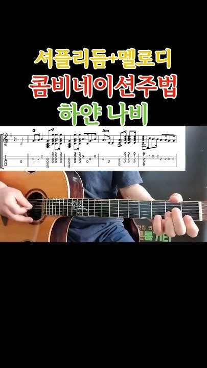 콤비네이션주법 셔플리듬멜로디 하얀나비 기타 연주 배우기 콤비네이션주법 기타 Guitar 올바른통기타교본 Youtube