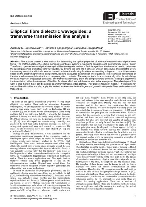 Pdf Elliptical Fibre Dielectric Waveguides A Transverse Transmission