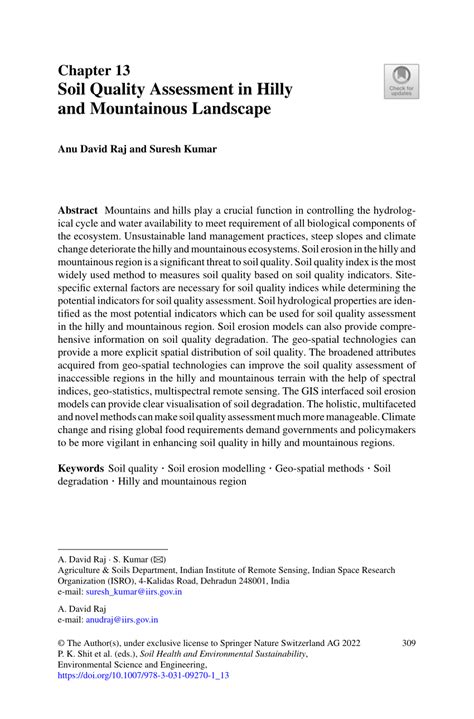 PDF Soil Quality Assessment In Hilly And Mountainous Landscape