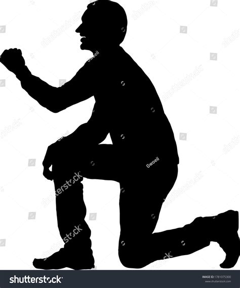 Silhouette Man Kneeling On His Knees Stock Vector Royalty Free