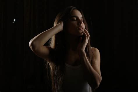 Premium Photo Young Adult Sexy Woman In A White Tank Top