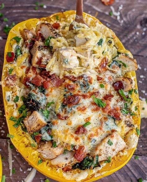 Chicken Alfredo Stuffed Spaghetti Squash Take Recipe Official Page