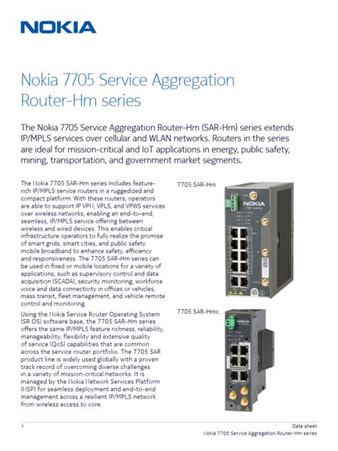 Nokia 7705 Sar Hm Datasheet Pdf Computer Network Virtual Private Network