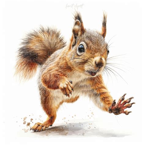 14 Cute Squirrel Clipart Set White Background  Digital Download